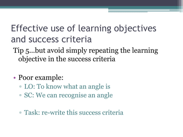 Learning objectives & success criteria inset | PPTX
