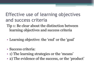Learning objectives & success criteria inset | PPTX