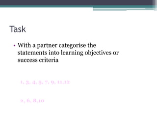 Learning objectives & success criteria inset | PPTX