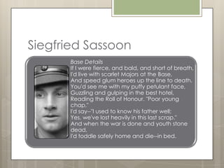 Learning Object: Analysing and Understanding the Poetry of WWI | PPT