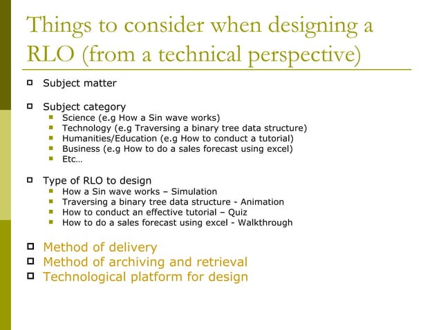 Reusable Learning Objects: Designing and Archiving | PPT | Web ...