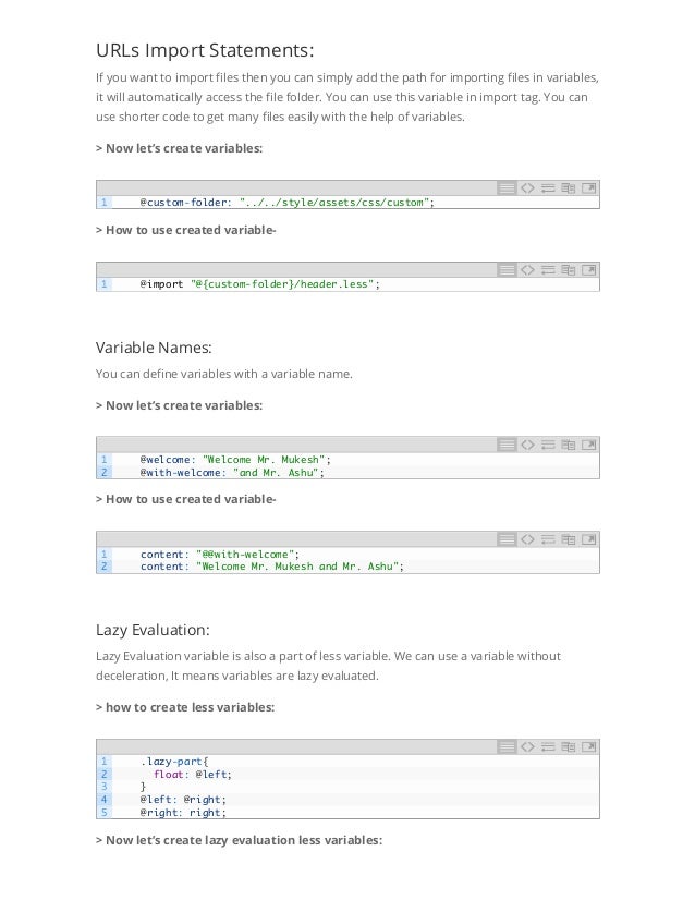 Learning Of Less Css Variables Creation And Uses