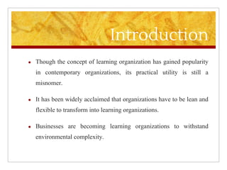LEARNING ORGANIZATION, MEANING , TYPES, FEATURES | PDF