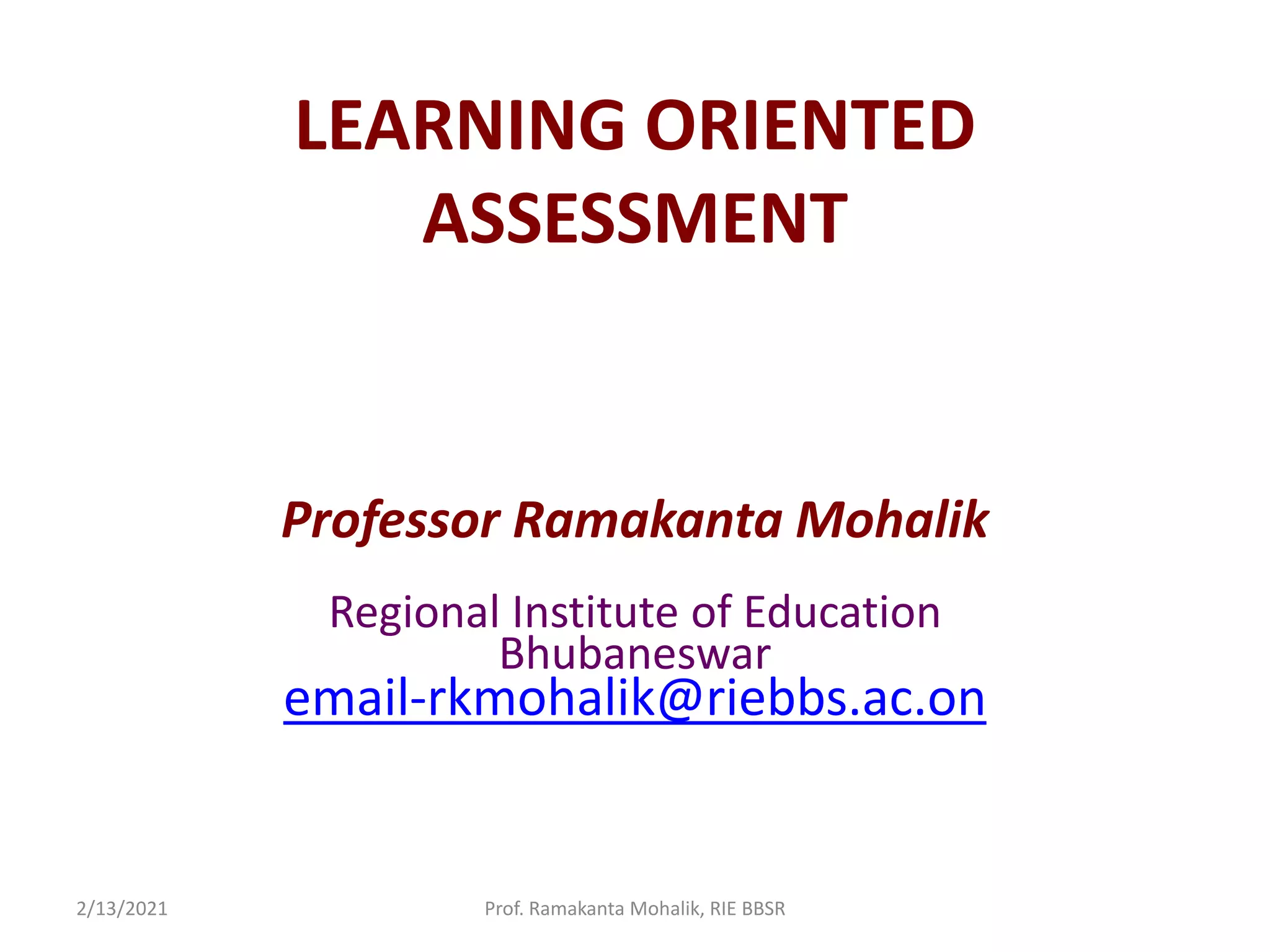 Learning Oriented Assessment | PPTX