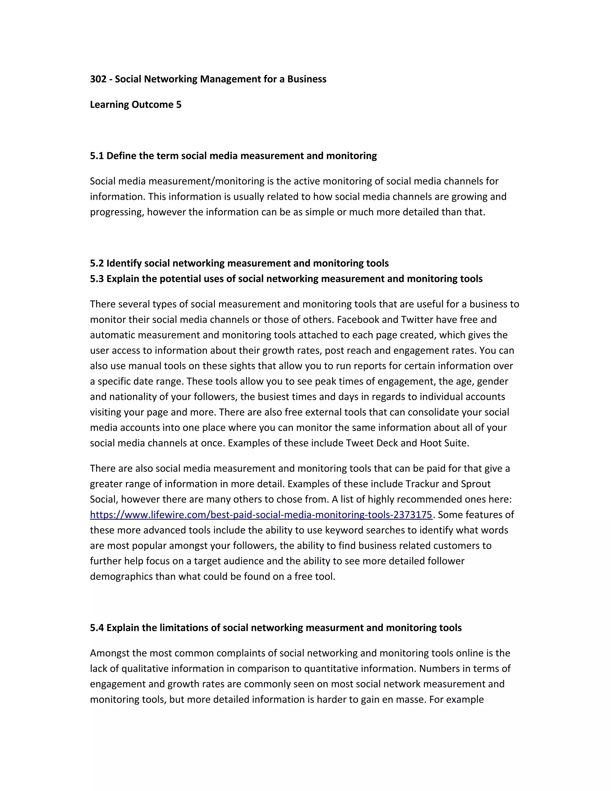 Unit 303 - Learning outcome 5 | RTF