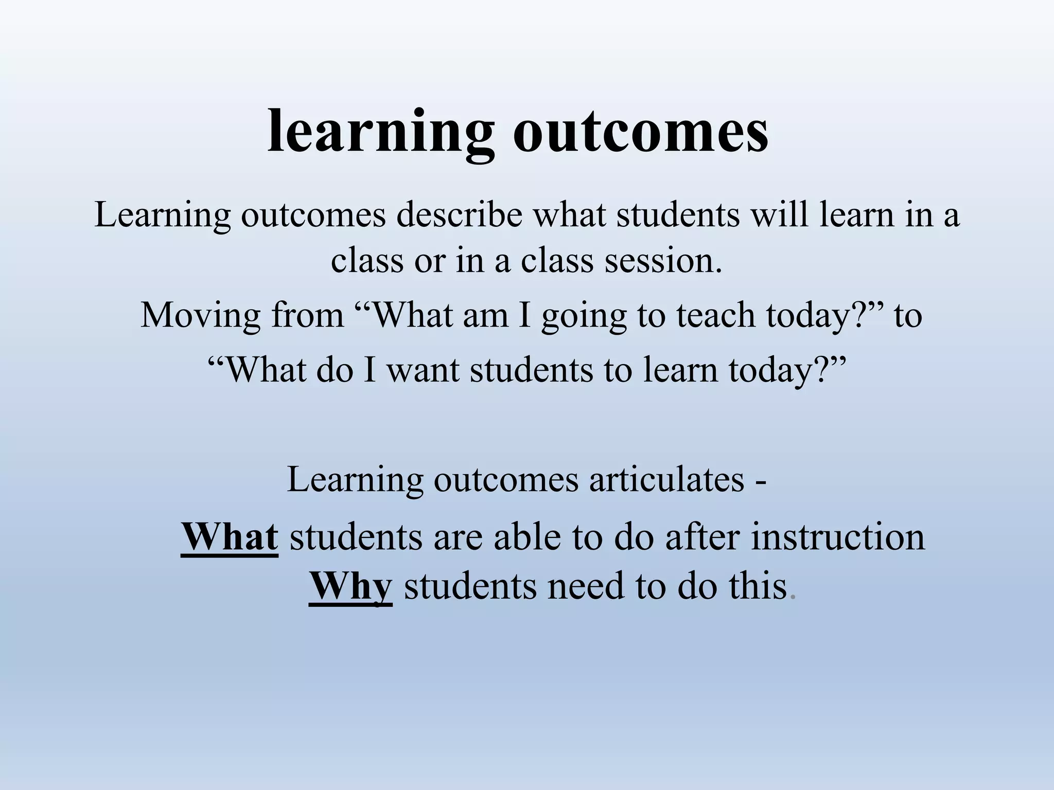 Learning outcome use in teaching and learning | PPTX