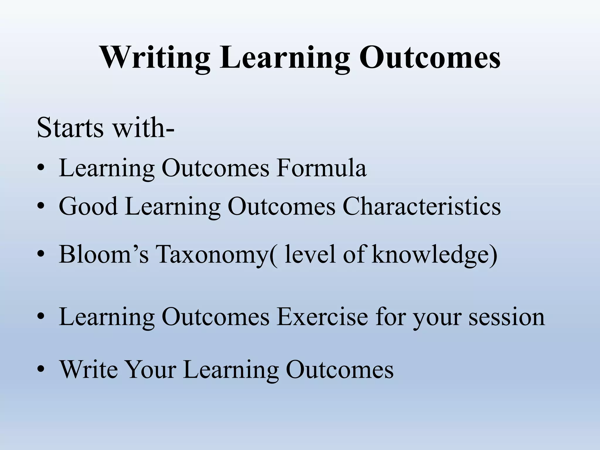 Learning outcome use in teaching and learning | PPTX