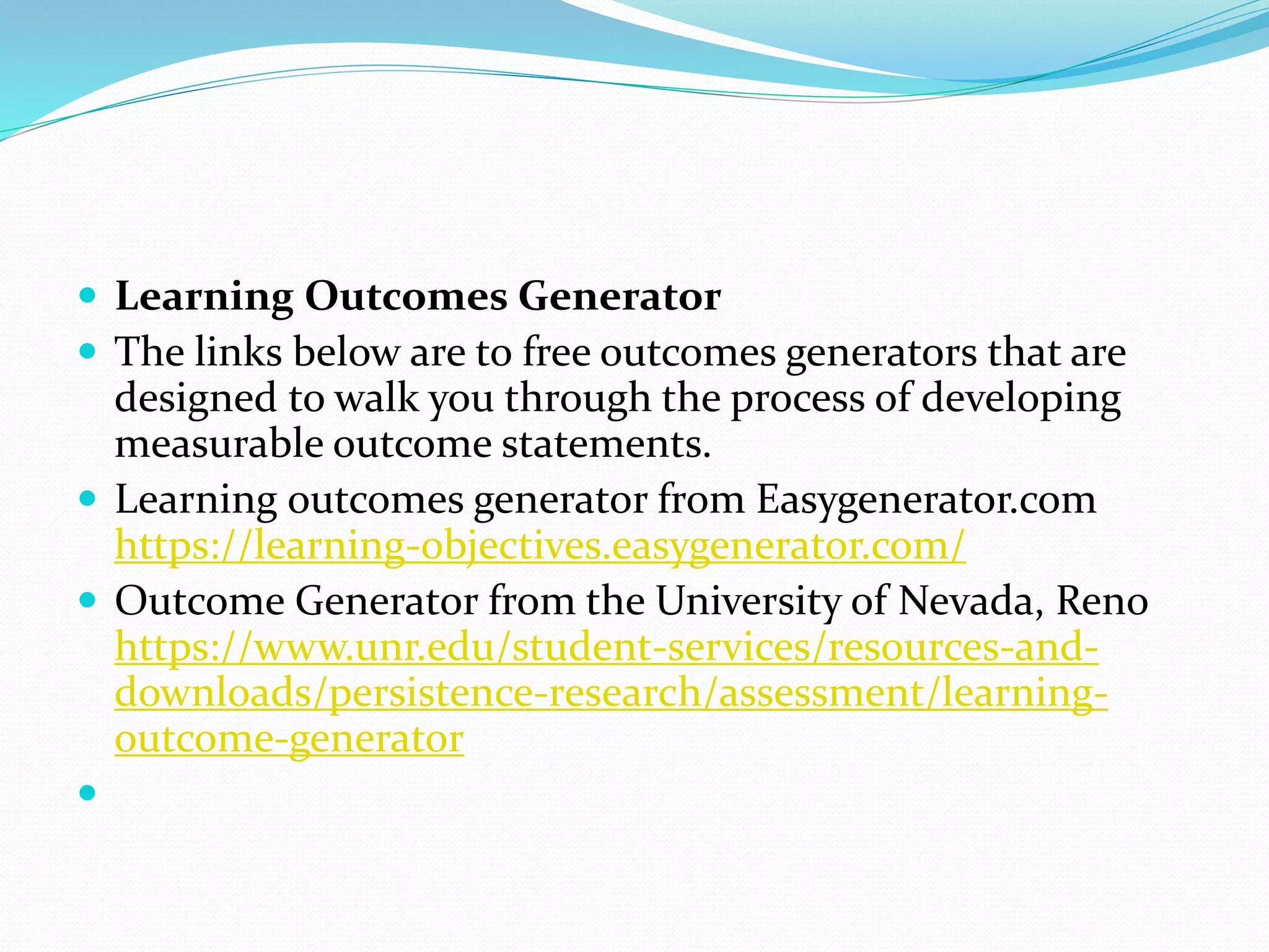 Learning outcomes | PPT