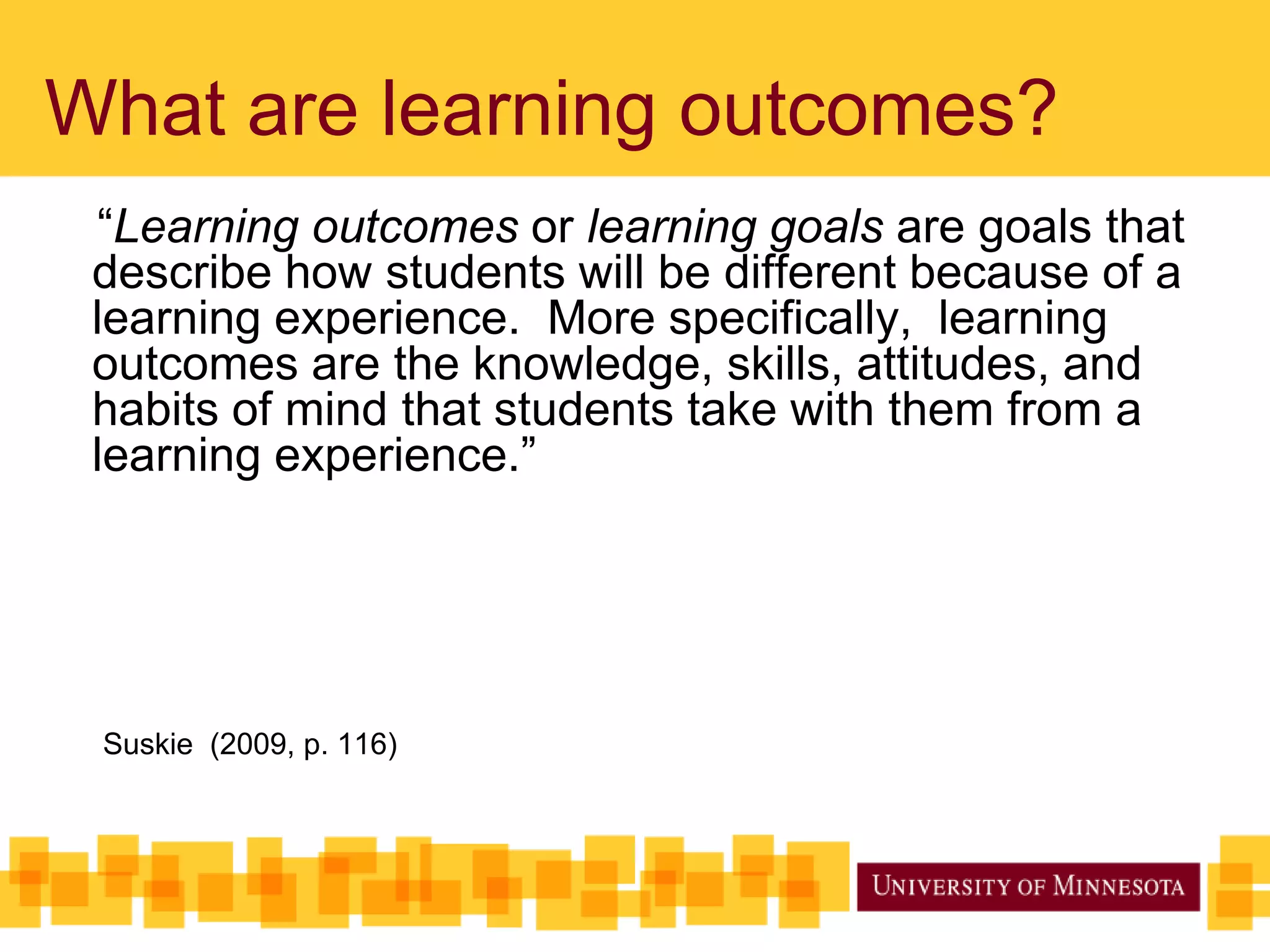 Course Design: Learning Outcomes | PPT