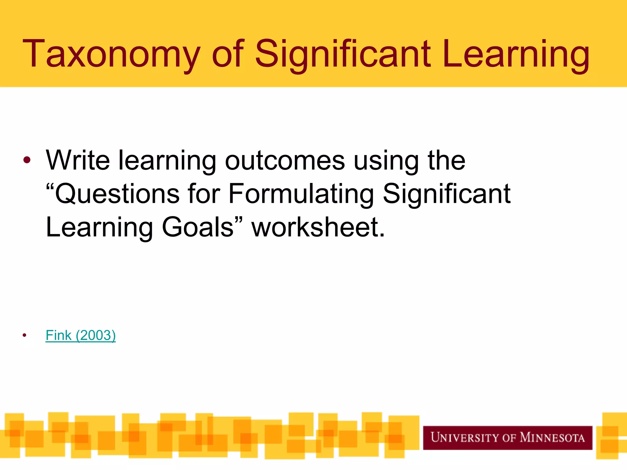 Course Design: Learning Outcomes | PPTX