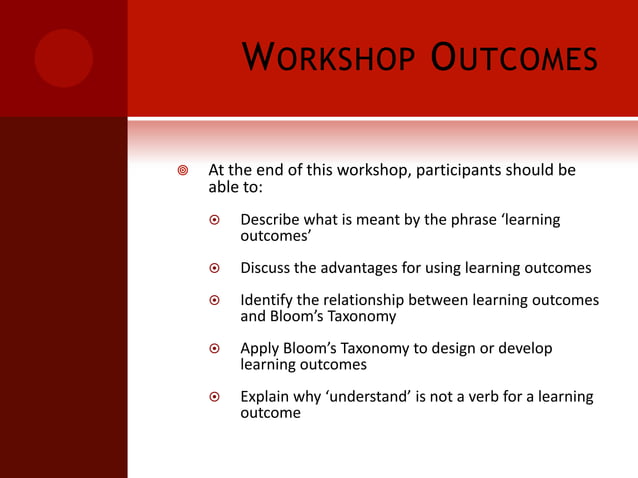 Learning Outcomes Workshop | PPT