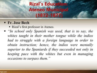 UNIT 3: RIZAL - EDUCATION AND CAREER | PPT