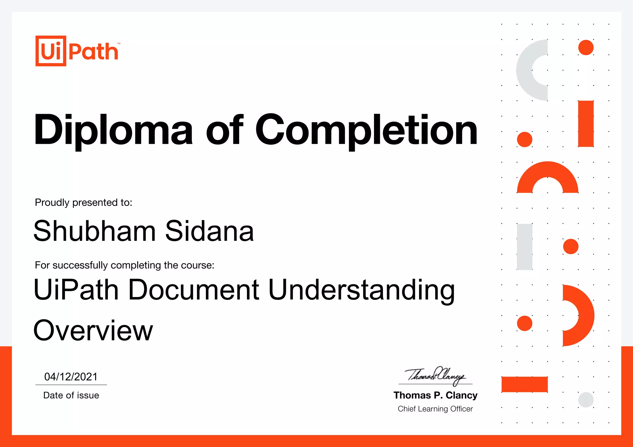 Document Understanding Certificate Pdf