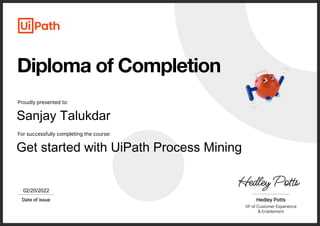 LearningPath_Certificate_Getting Started with UI Path Process Minining | PDF