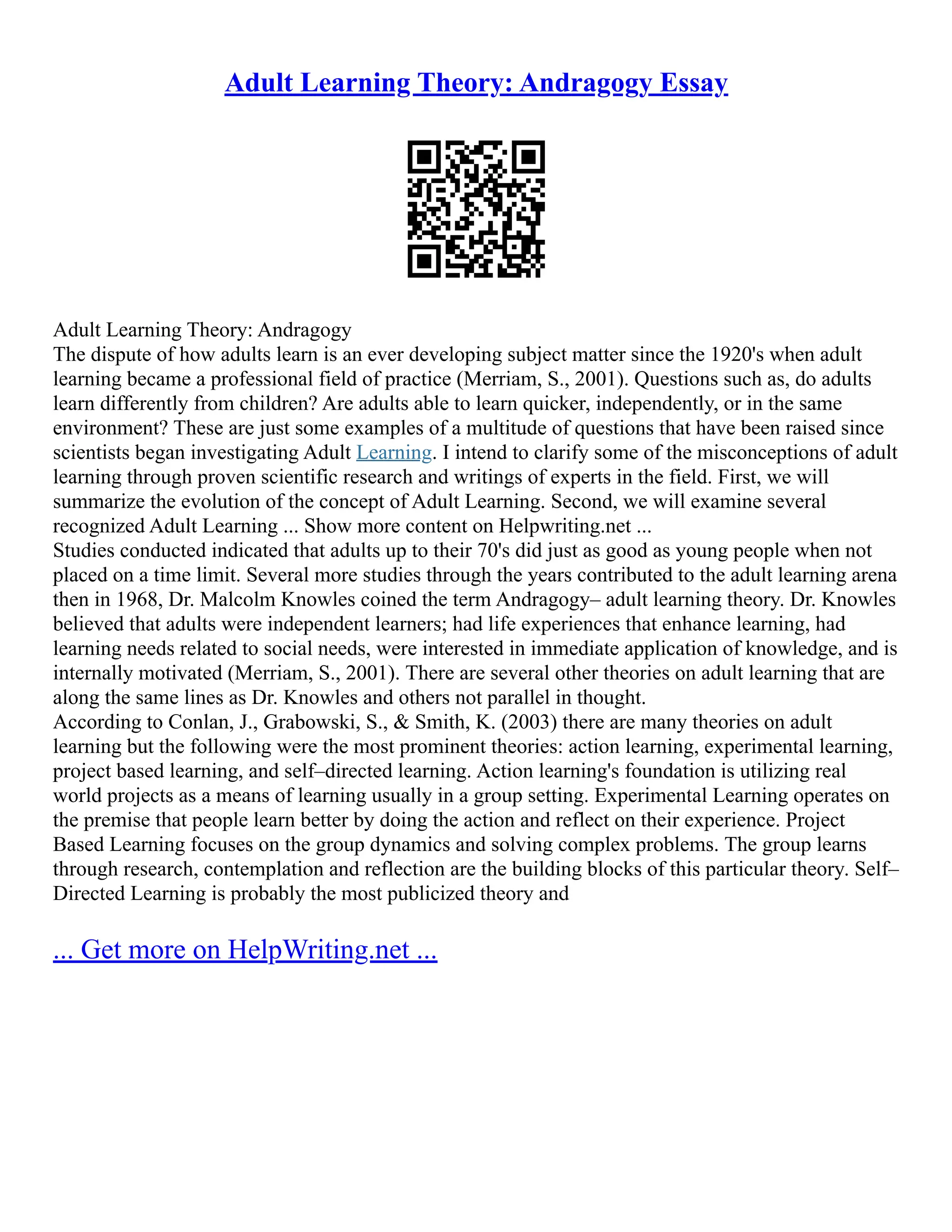 Learning Patterns, Shift From Andragogy | PDF