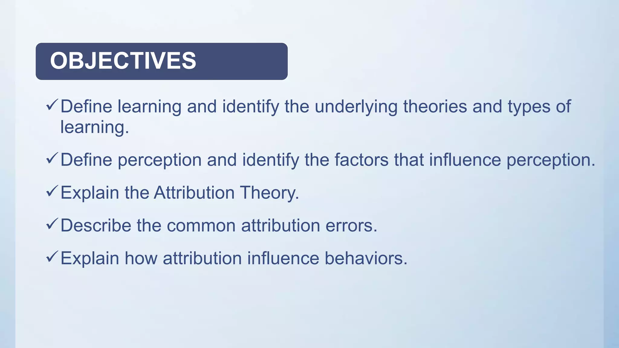 Learning, Perception and Attribution | PPTX | Education