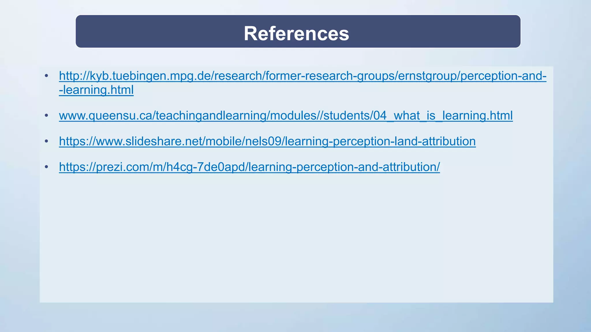 Learning, Perception and Attribution | PPTX | Education