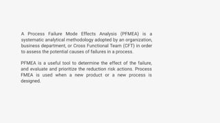 Learning PFMEA, Process Failure Mode Effects Analysis, PFMEA Advantages ...
