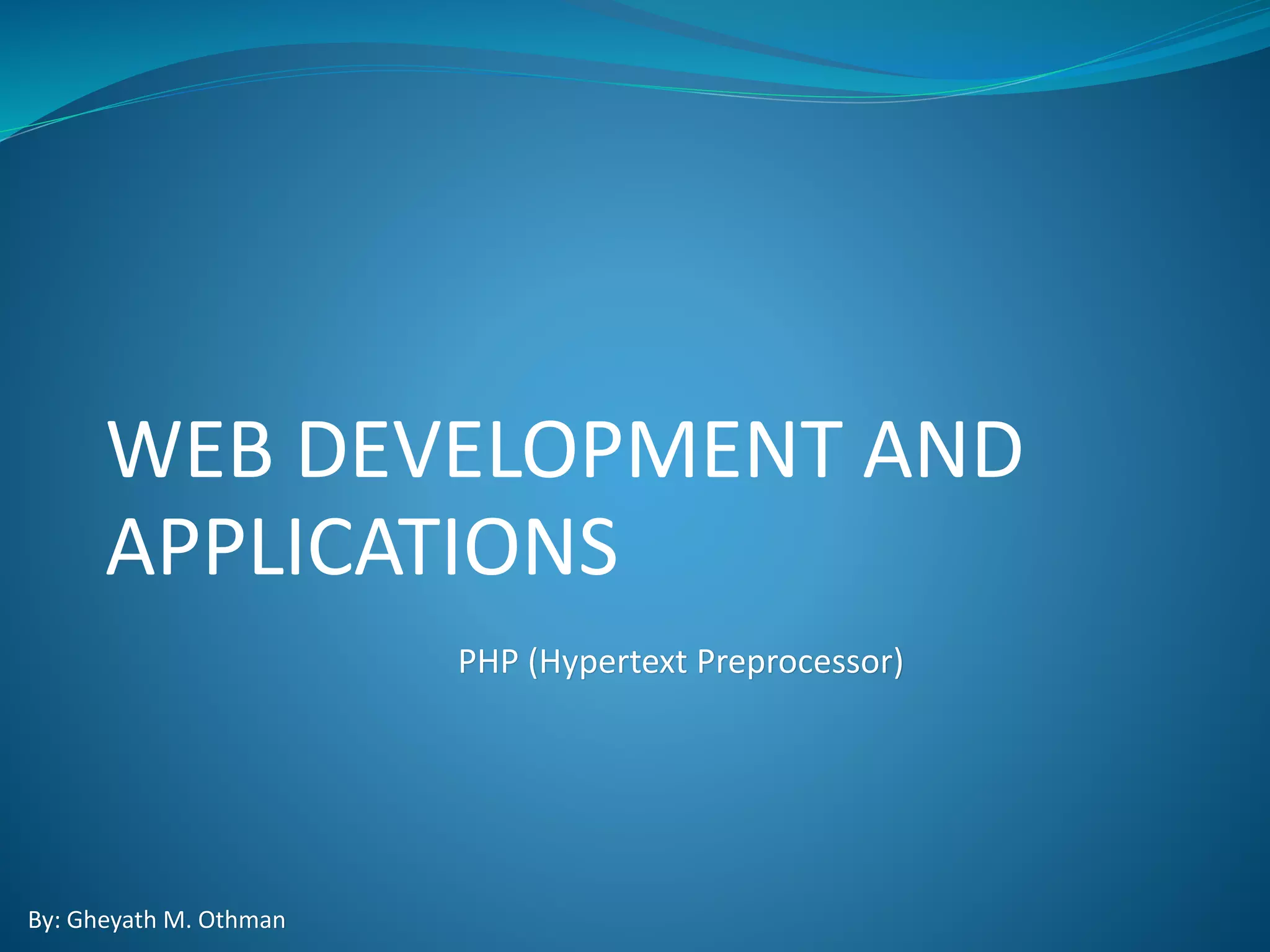 Web Development Course: PHP lecture 4 | PDF | Web Development | Internet