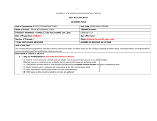 Learning Plan Execute Substructure for level 6 | DOCX