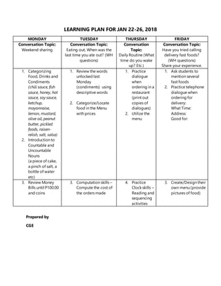 Learning Plans Examples