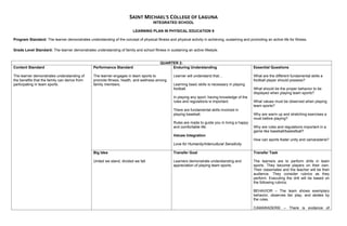 Learning Plan PE 8.doc Physical education | DOC