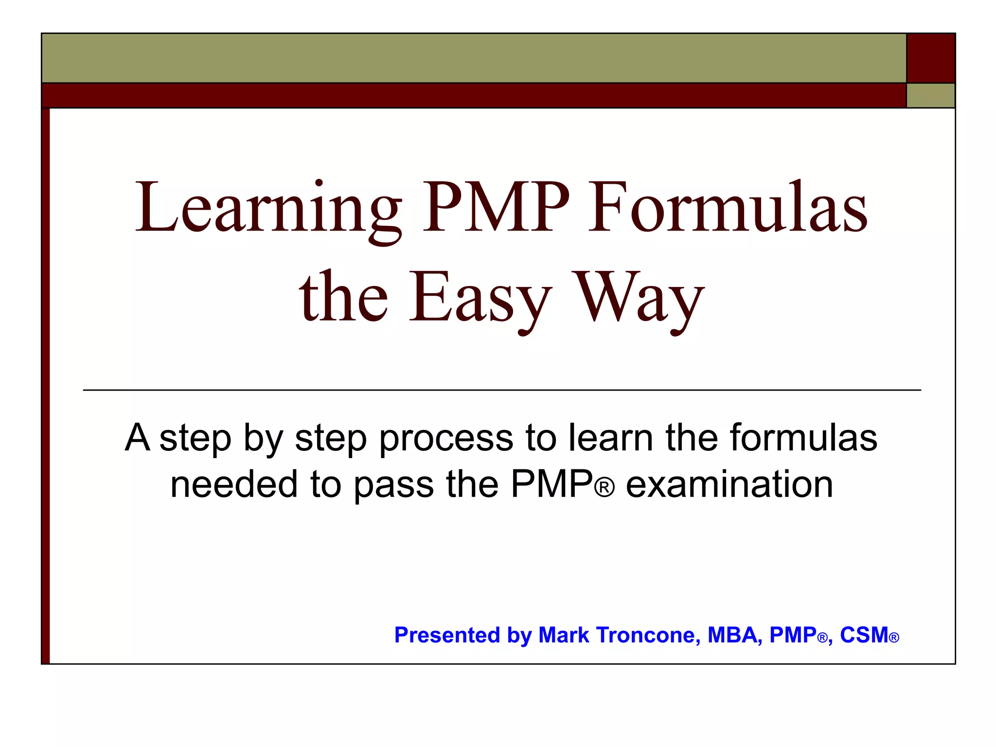 Learning pmp formulas the easy way | PPT | Stocks and Bonds | Personal ...