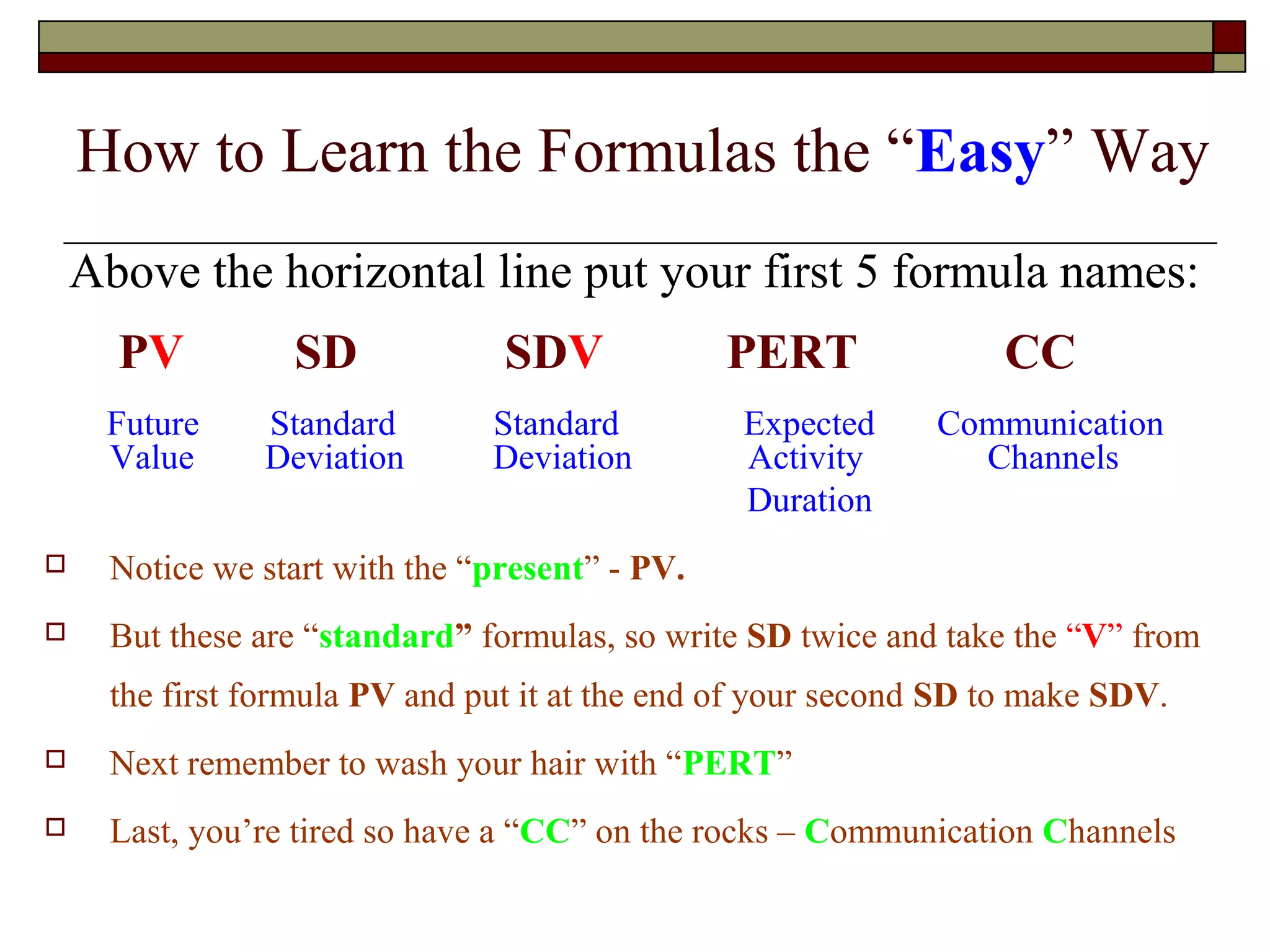 Learning pmp formulas the easy way | PPT | Stocks and Bonds | Personal ...