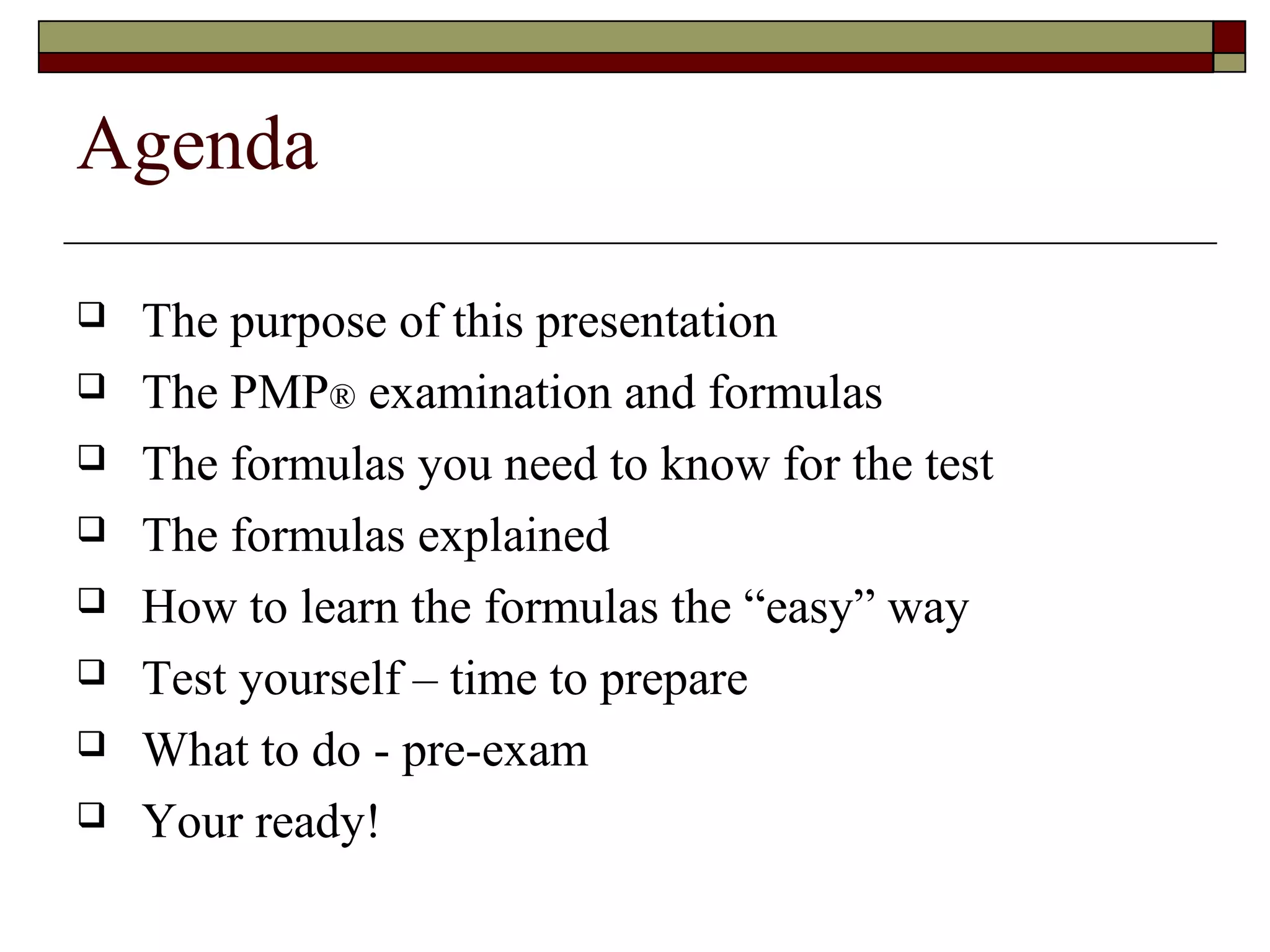 Learning pmp formulas the easy way | PPT | Stocks and Bonds | Personal ...