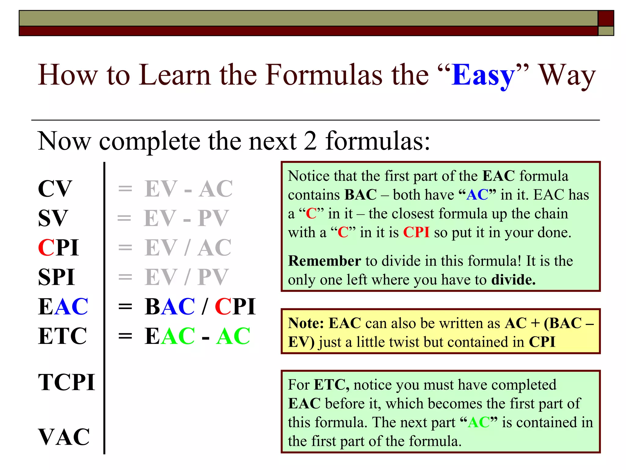 Learning pmp formulas the easy way | PPT | Stocks and Bonds | Personal ...