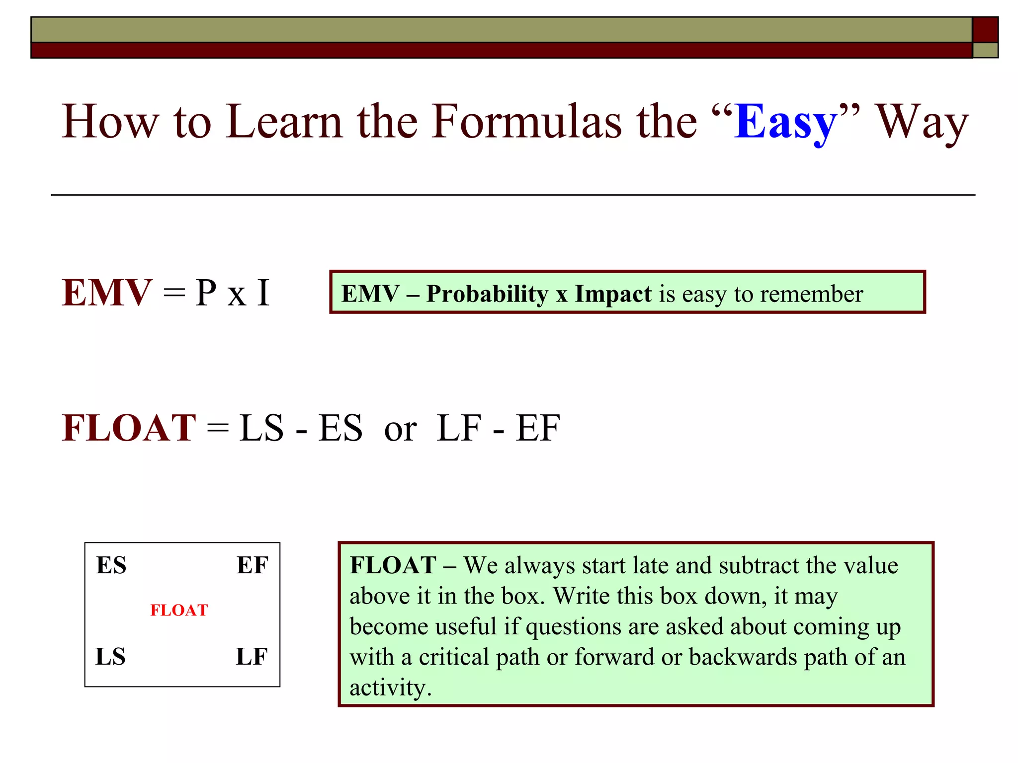 Learning pmp formulas the easy way | PPT | Stocks and Bonds | Personal ...