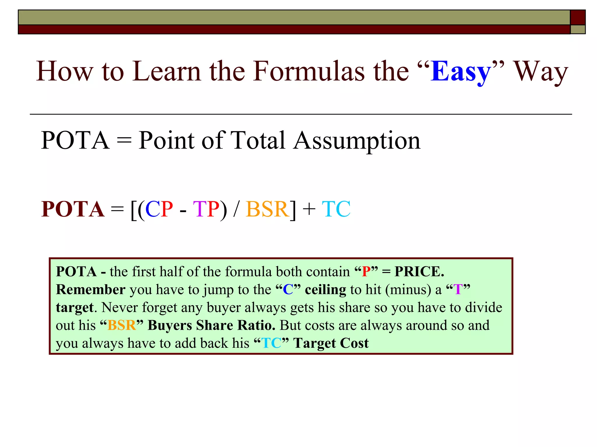 Learning pmp formulas the easy way | PPT | Stocks and Bonds | Personal ...