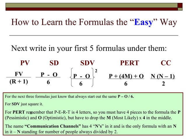 Learning pmp formulas the easy way | PPT | Stocks and Bonds | Personal ...
