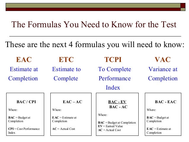 Estimate To Completion _ Estimate At Completion Formule nel Project ...