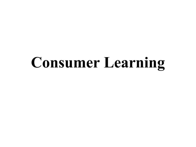 Consumer Learning | PPT