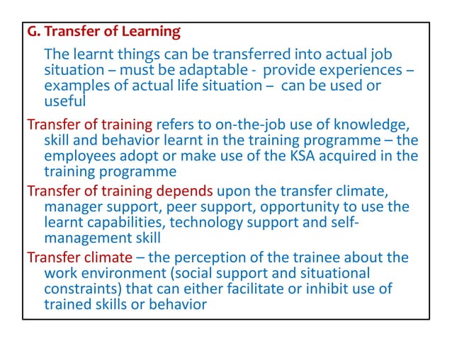 Learning principles in training | PPTX | Business | Business and Finance