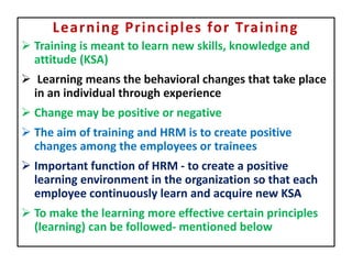 Learning principles in training | PPTX
