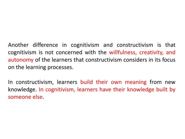 Learning Process: Behaviorism, Cognitivism and Constructivism | PPTX | Educational Assessment ...