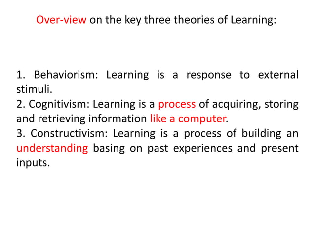 Learning Process: Behaviorism, Cognitivism and Constructivism | PPTX | Educational Assessment ...