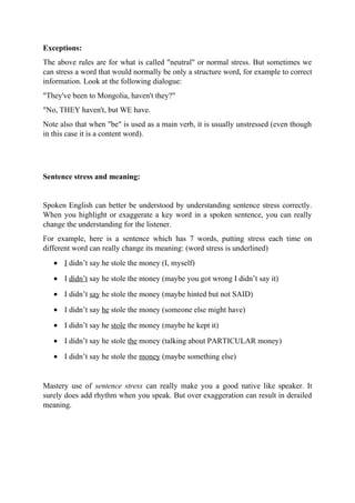 Learning Pronunciation: Sentence Stress | PDF