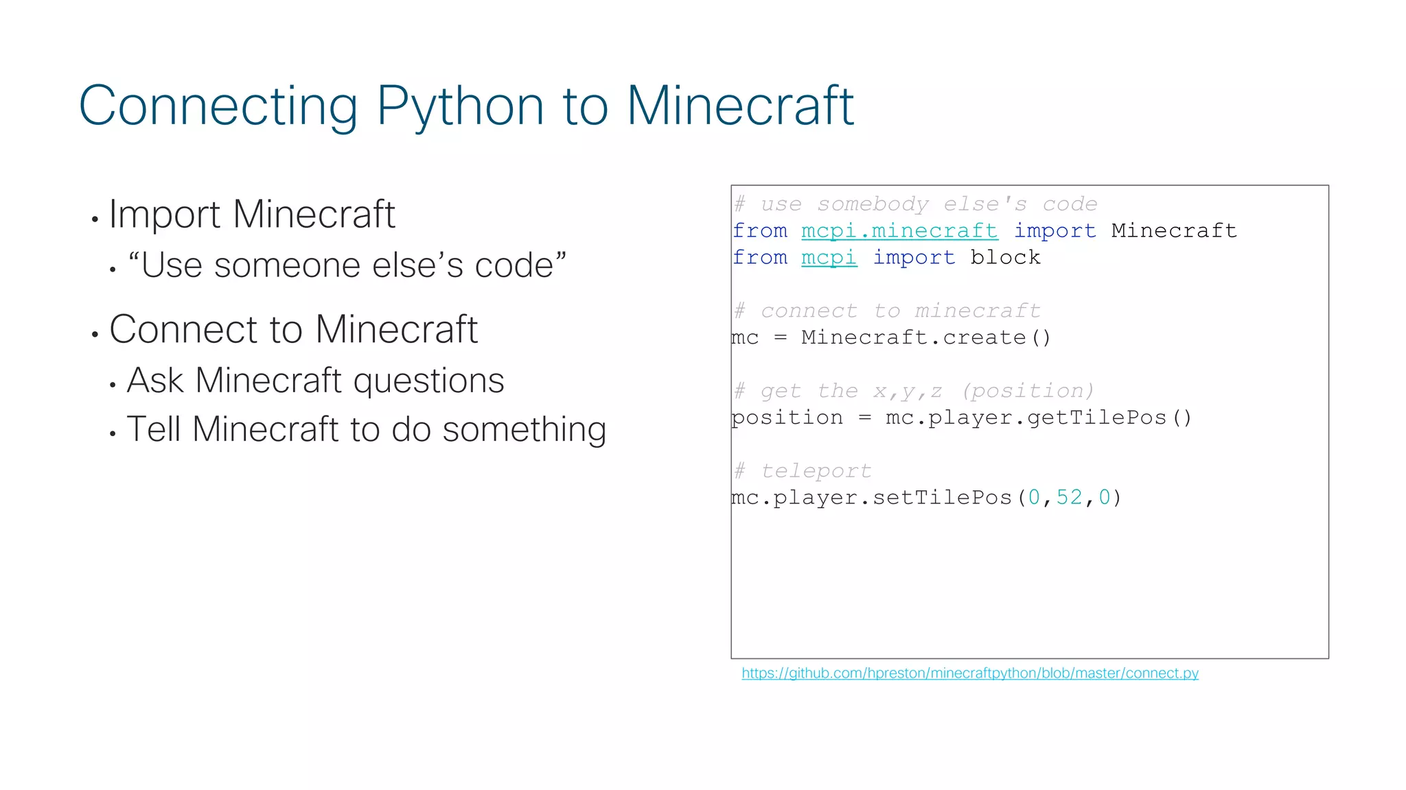 Learning Python with Minecraft and my Dad - PyOhio 2018 | PPT