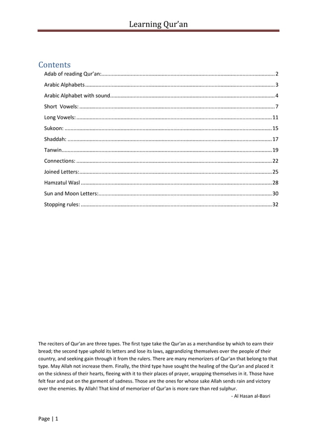Learning Al-Quran for Beginners - Arabic.pdf | Islam | Religion ...