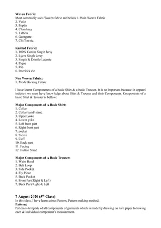 Learning reflection of Apparel Manufacturing 1 | PDF