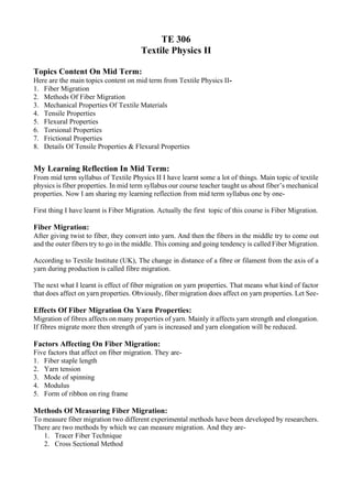 Learning Reflection of Textile Physics II | PDF