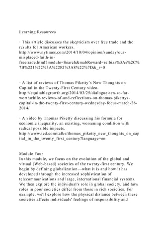 Learning Resources· This article discusses the skepticism over.docx