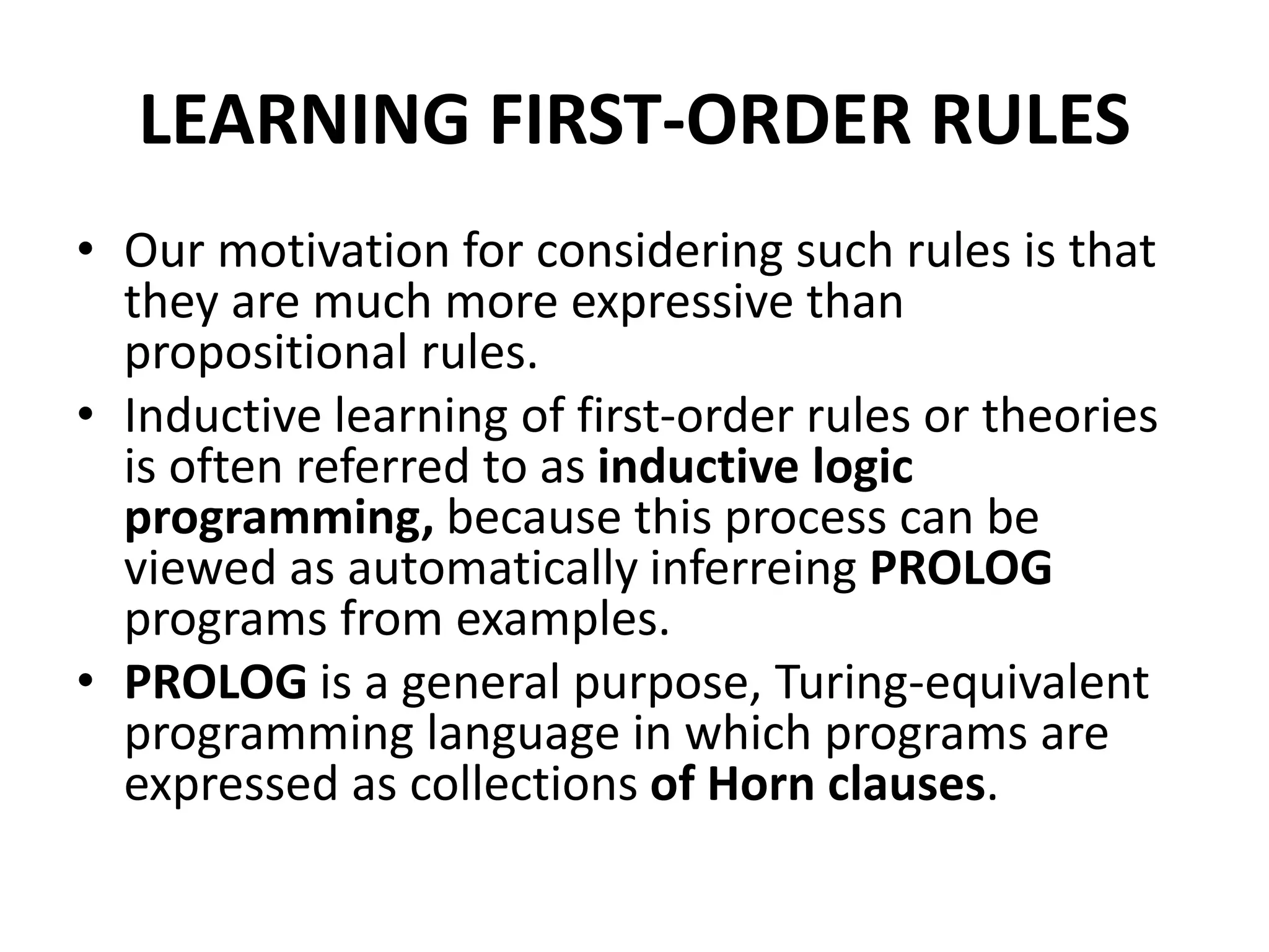 Learning rule of first order rules | PPTX