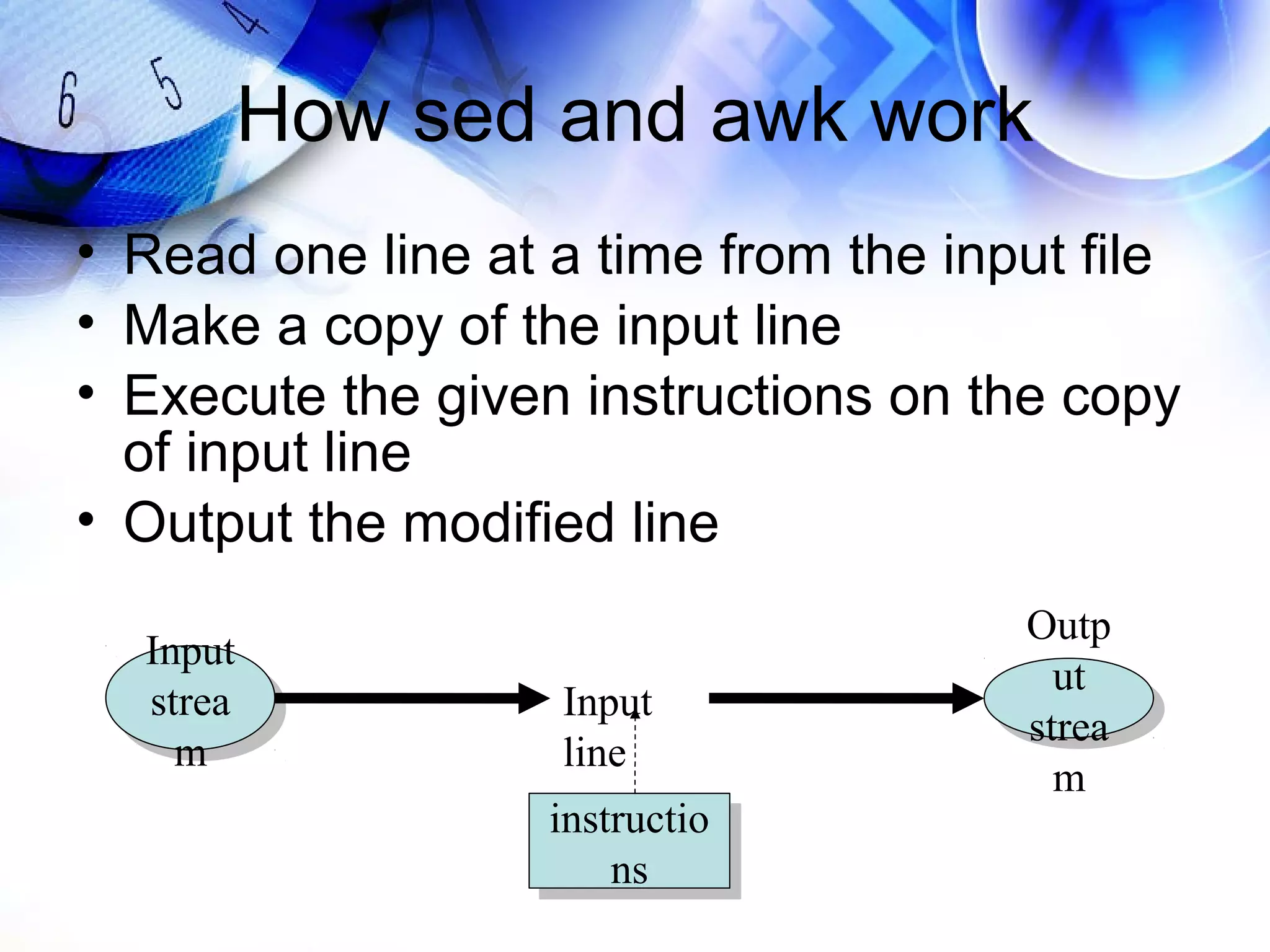 Learning sed and awk | PPT | Programming Languages | Computing