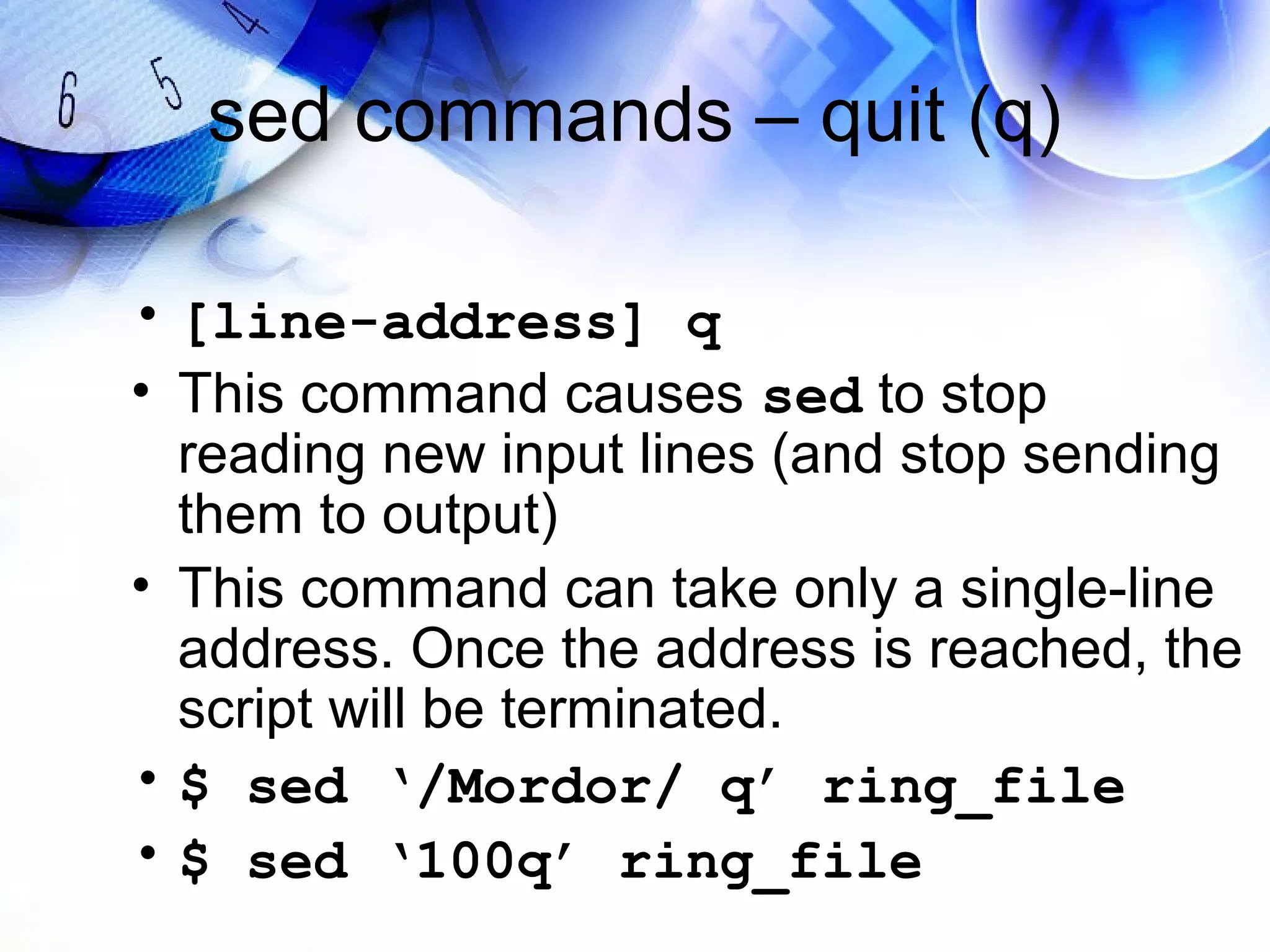 Learning sed and awk | PPT | Programming Languages | Computing