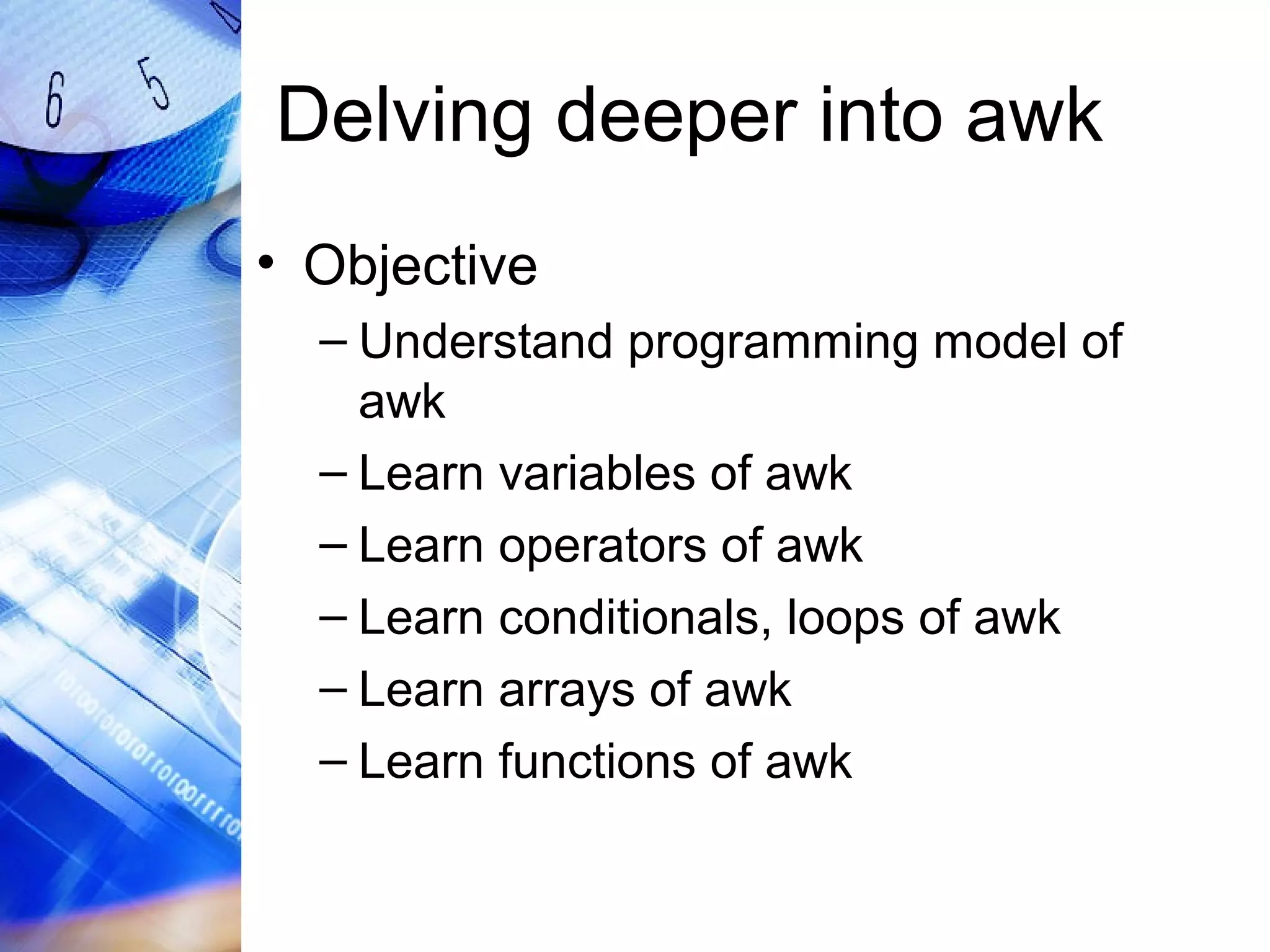 Learning sed and awk | PPT