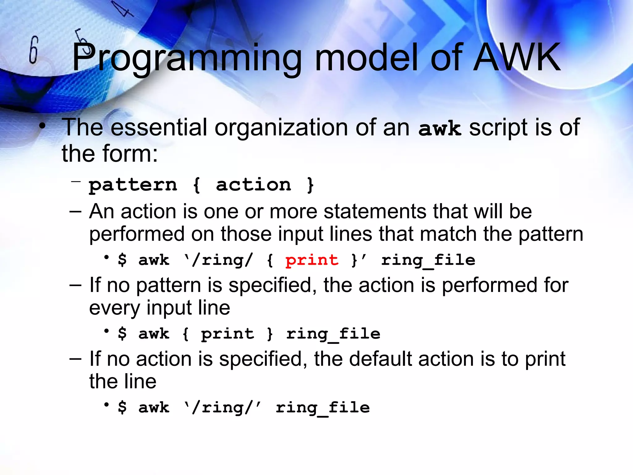 Learning sed and awk | PPT | Programming Languages | Computing